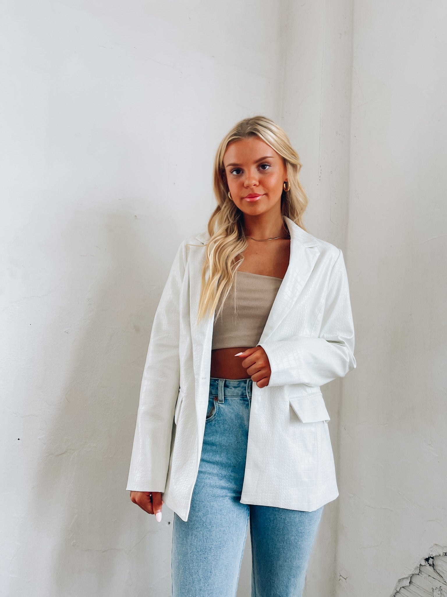 Bindi Crocodile Print Leather Blazer – Madida Clothing